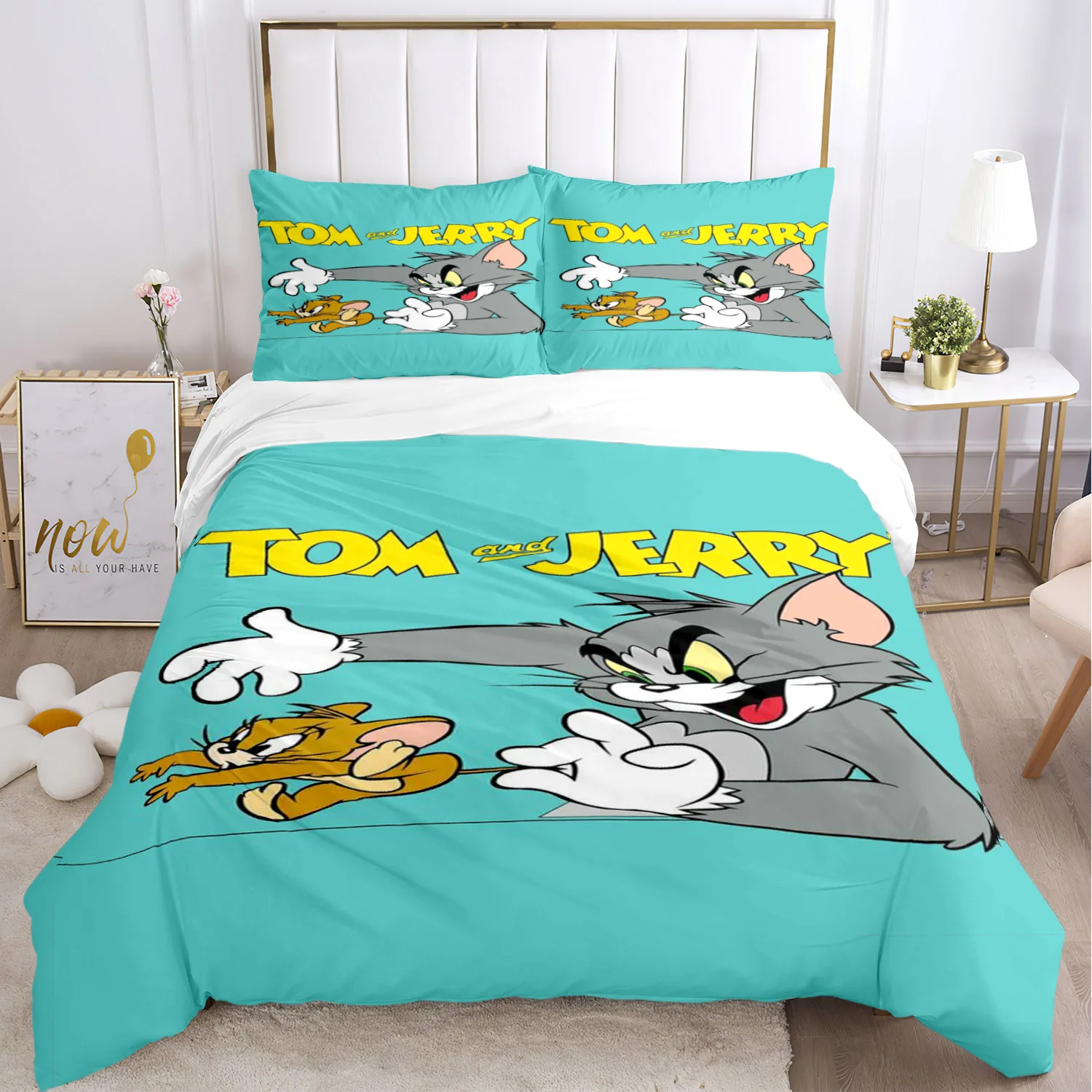 T-Tom-Jerry-Bettw-sche-Set-Soft-Set-Bett-bezug-Kissen-Set-Geburtstags ...