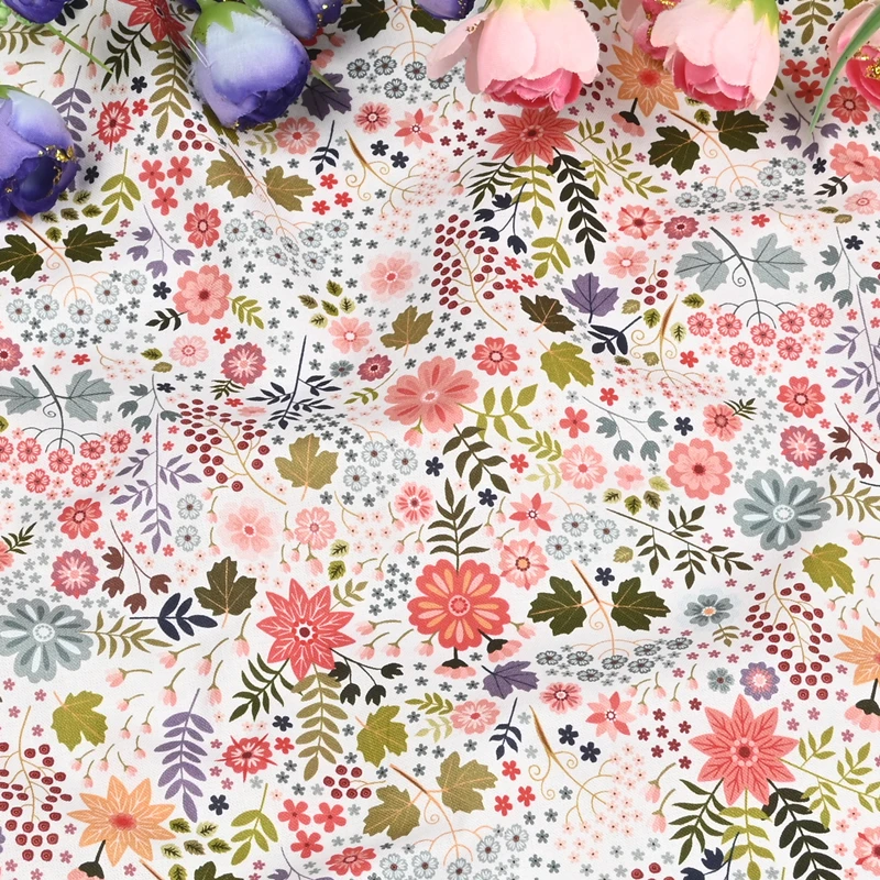 Half-Yard-100-Cotton-Plain-Fabric-With-Pastoral-Wind-Little-Flower ...
