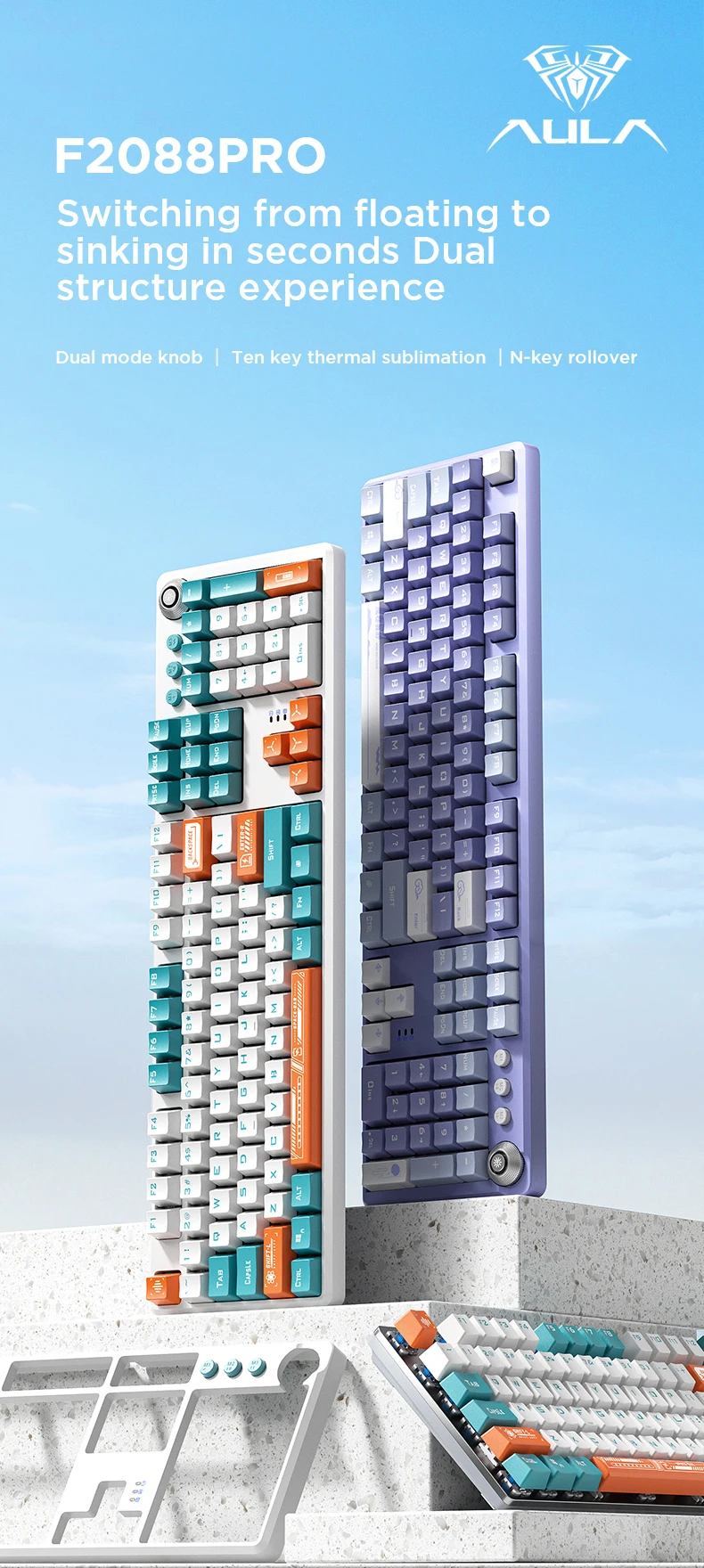 AULA F2088 PRO Dual Mode Knob Mechanical Keyboard | Unendingtech