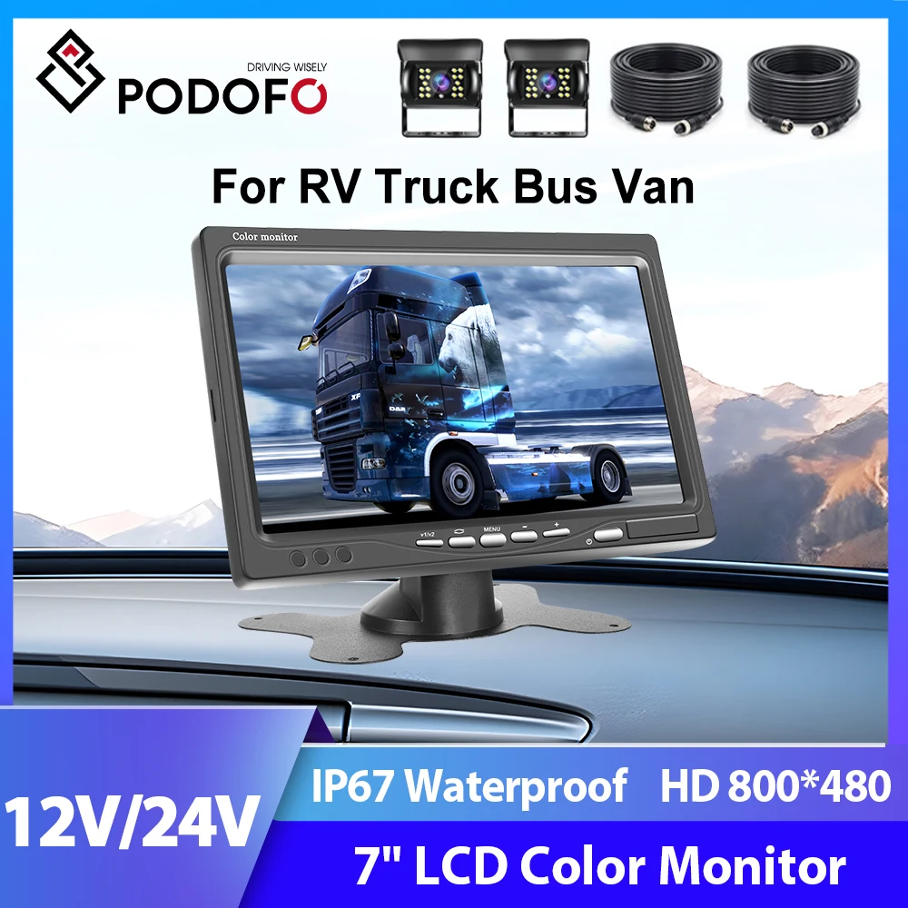 Podofo-Car-Monitor-Vehicle-Reverse-Camera-7-HD-TFT-LCD-Vehicle-Backup ...