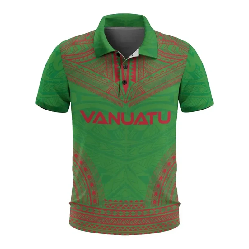 Vanuatu Flag VU Map 3D Print Polo Shirts For Men Clothing Short Sleeve ...