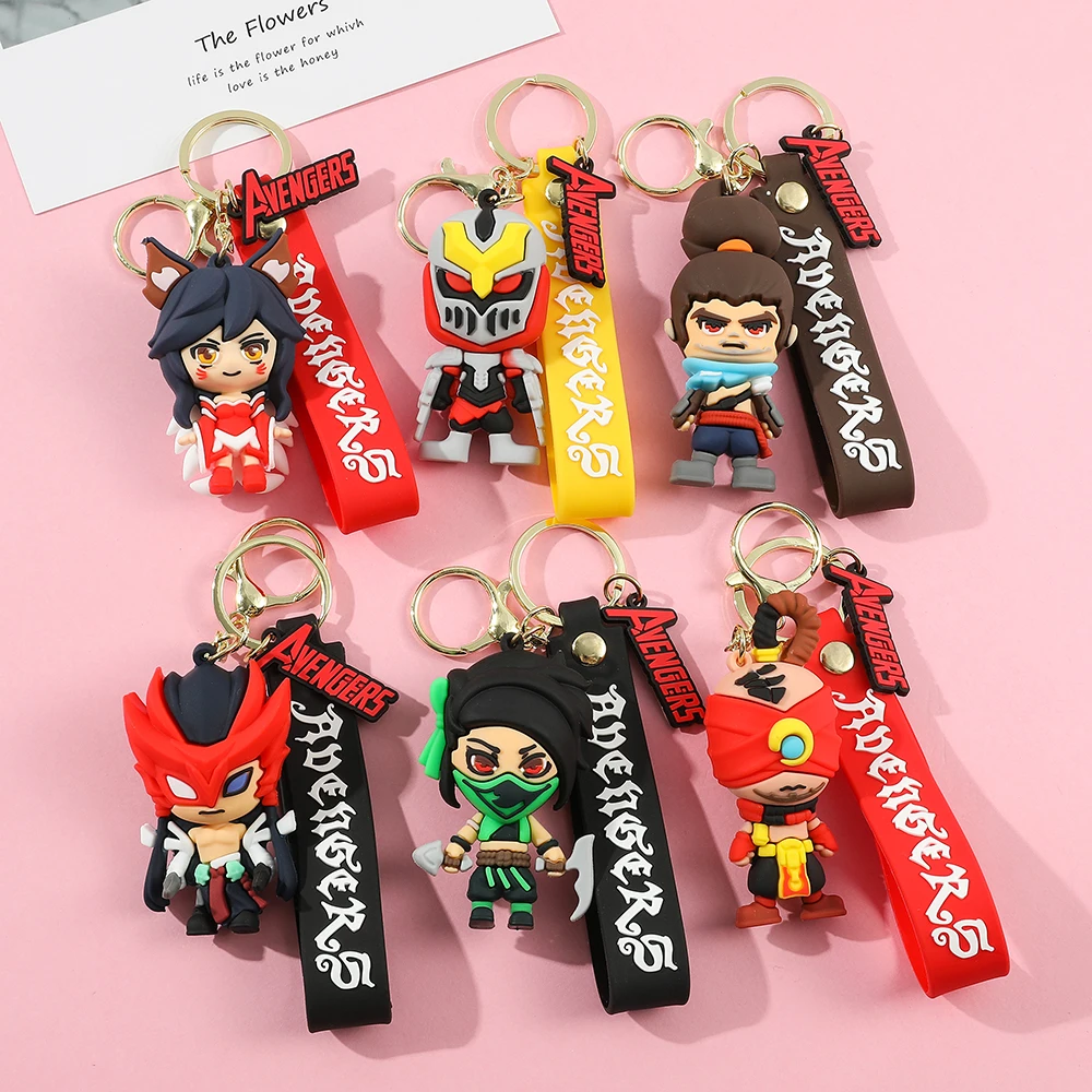 Hot-Game-League-of-Legends-Figure-Silicone-Keychain-Akali-Lee-Sin-Ahri ...
