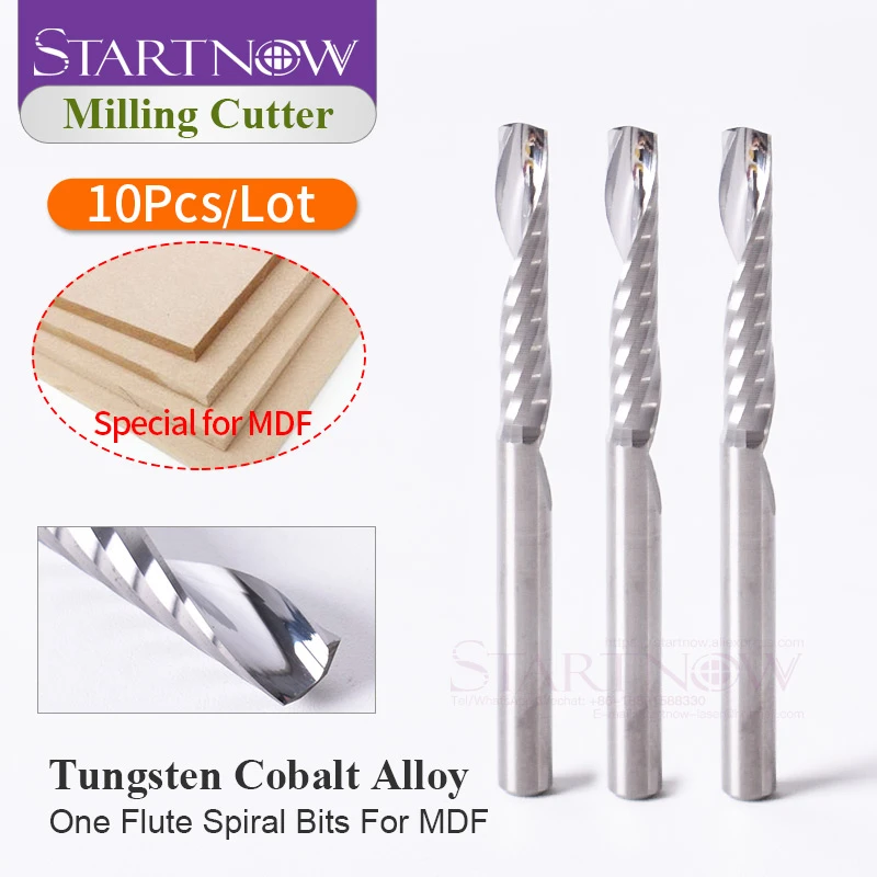 Startnow 10pcs/lot One Flute Spiral Milling Cutter For Mdf Cutting Cnc ...