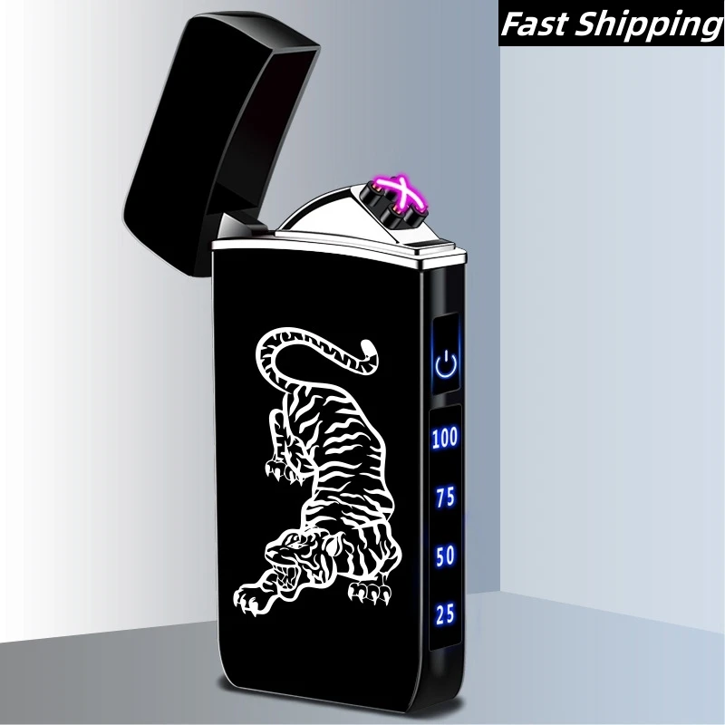 Metal-Electric-Windproof-Lighter-Dual-Arc-Pulse-Flameless-Plasma-USB ...