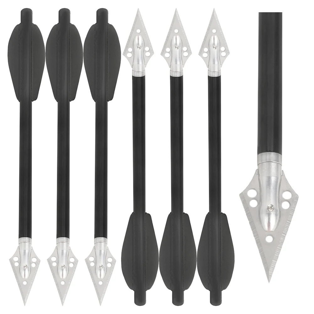6pcs Archery Aluminum Arrows Replaceable Steel Tips 6.3'' with 1.8inch ...