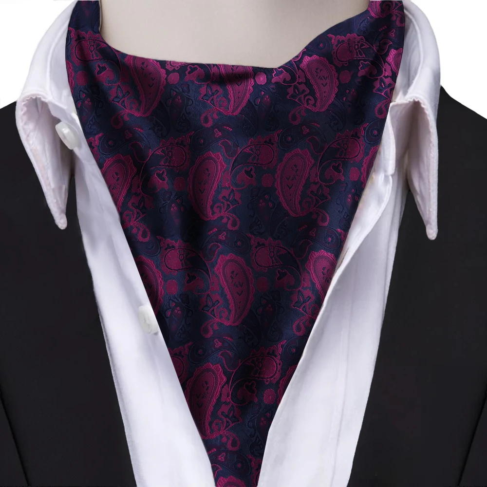 Newest Jacquard Purple Paisley Cashew Cravat Formal Ascot Scrunch Self ...