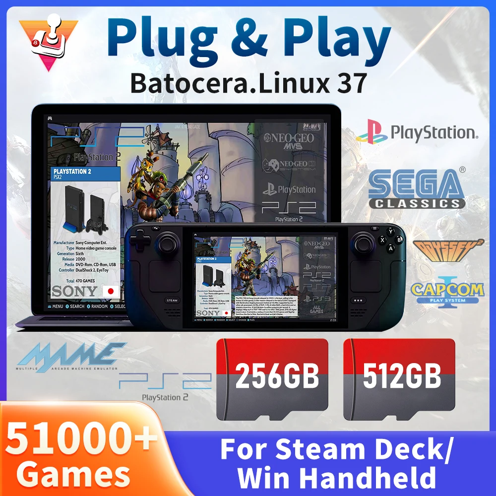 Batocera Handheld Game TF Card, Steam Deck, Windows, 37 Sistema Plug ...