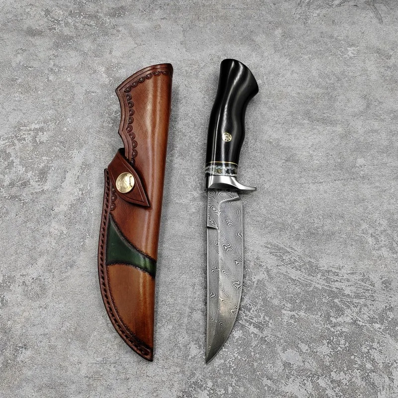 New-Arrival-Damascus-Steel-Blade-Straight-Knife-Tactical-Camping ...