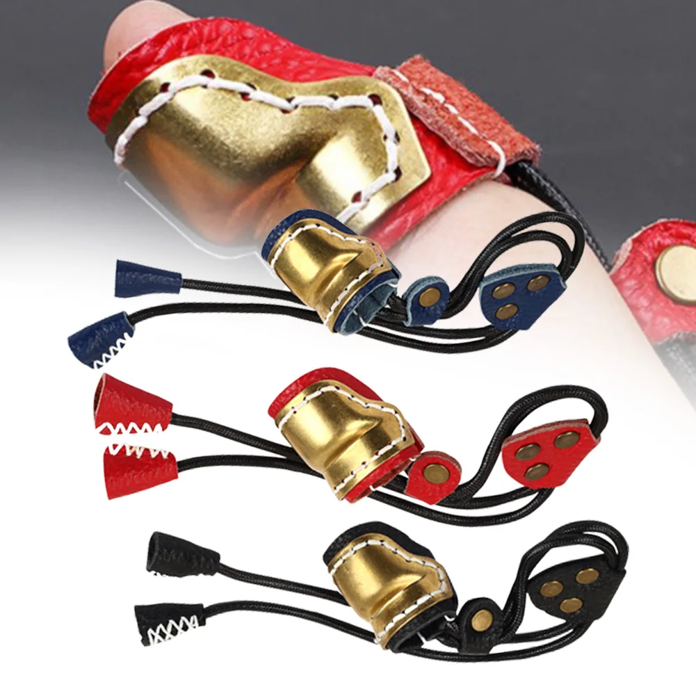 Archery Leather Thumb Ring Brass Fingers Guard Protector For Hunting ...