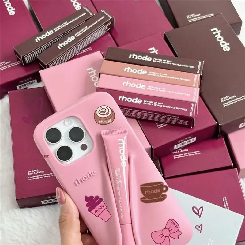 Rhode-l-piz-labial-de-silicona-DIY-funda-de-tel-fono-para-iPhone-16-15 ...