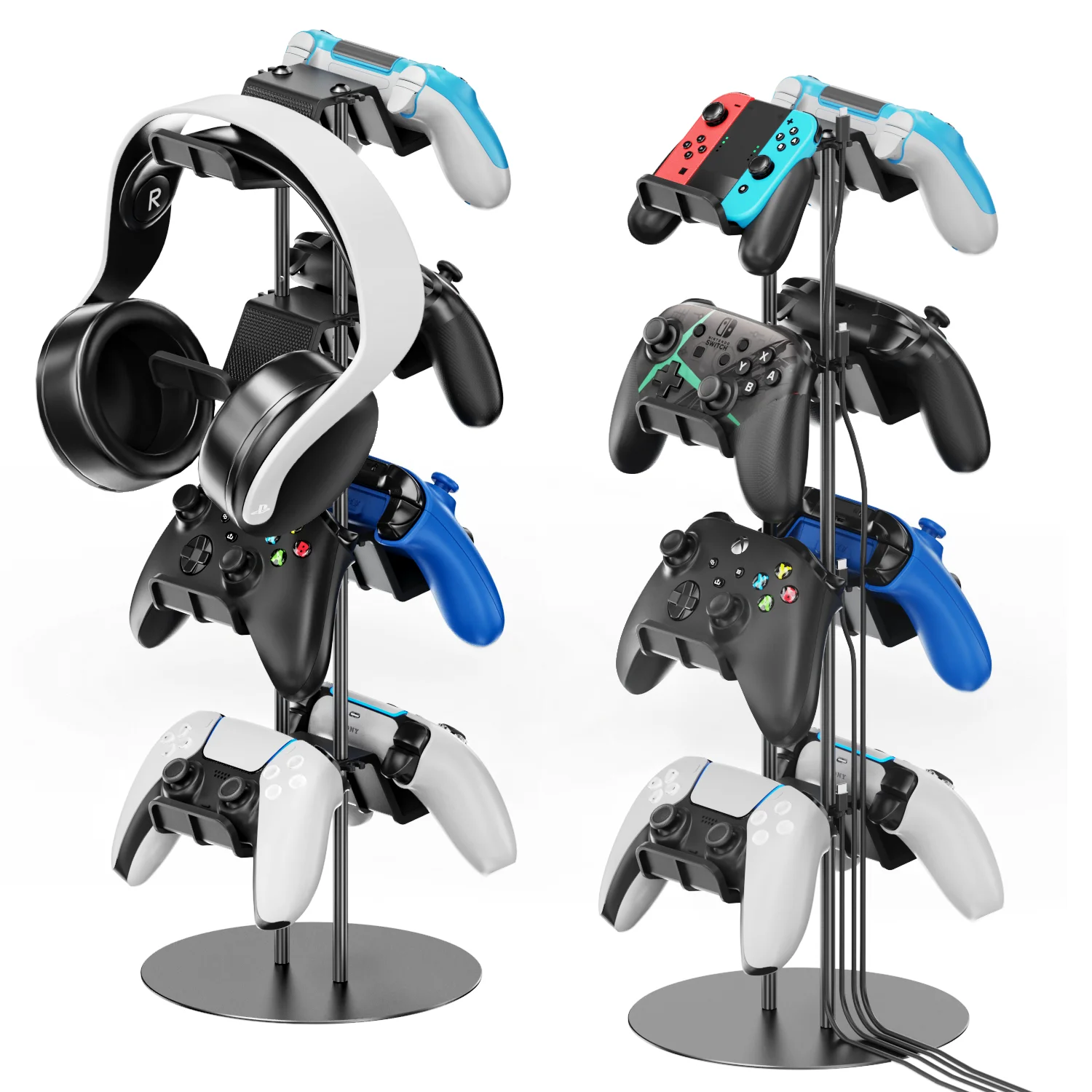 Universal-Controller-Stand-4-Tiers-with-Cable-Organizer-Headset-Holder ...