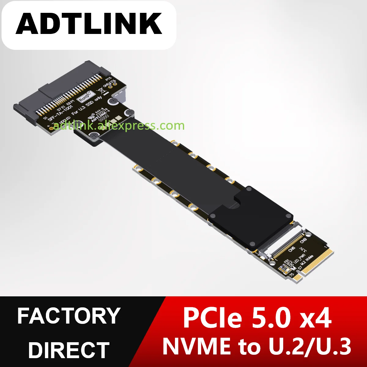 ADTLINK PCIE 5.0 M.2 NVME to U.2/U.3 E1.S E3.S SSD Riser Cable M.2 NVMe ...