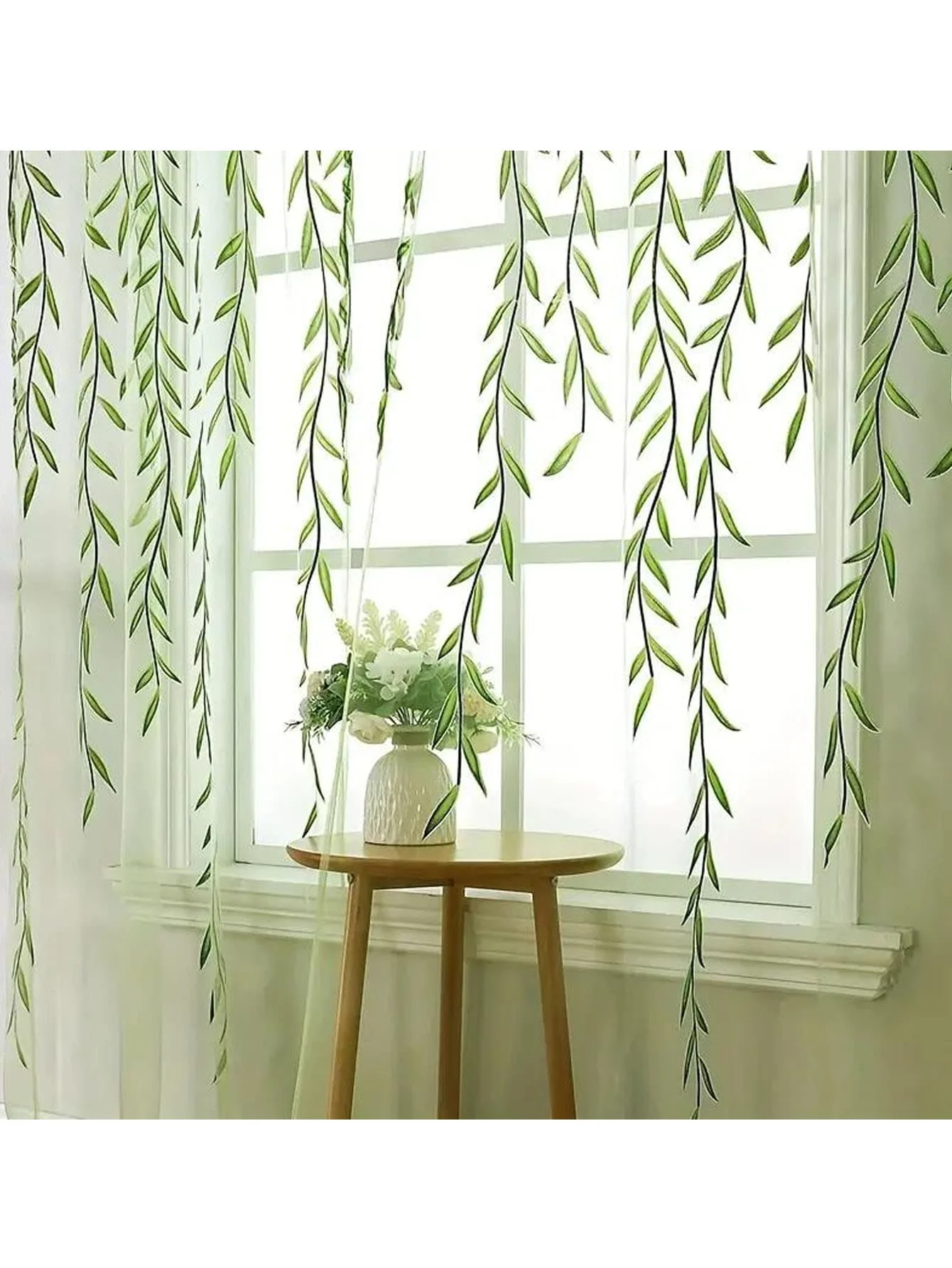 Two Instagram-inspired, forest-themed willow branch curtains with ...