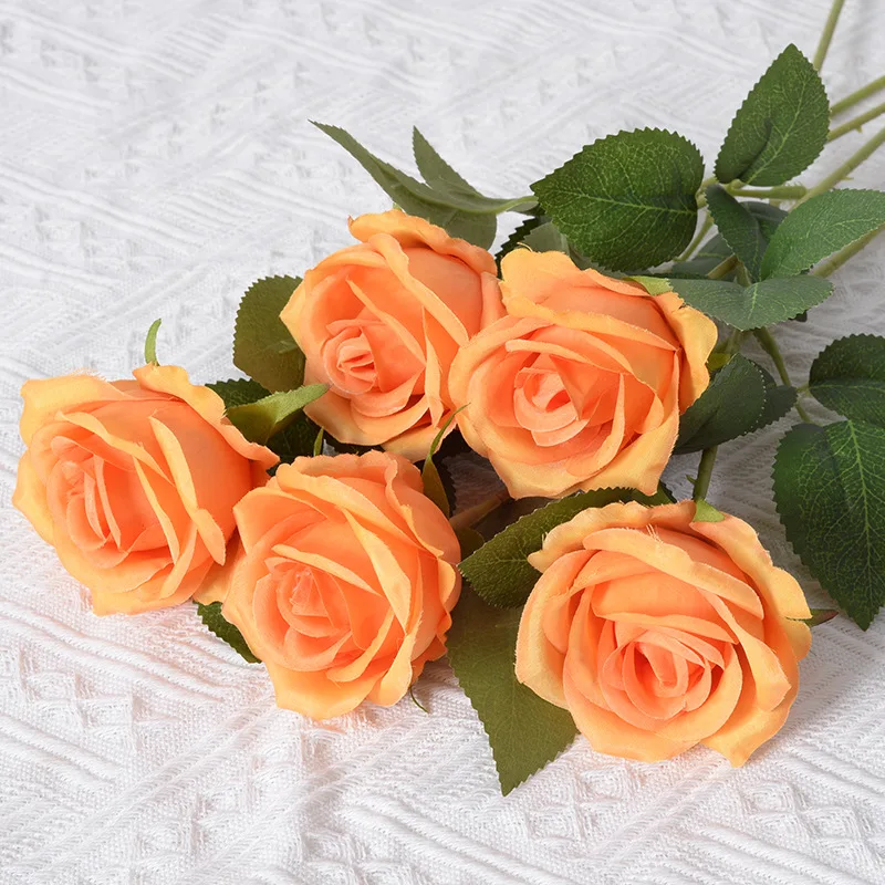 5Pcs Artificial Silk Rose Flower Bouquet Fake Roses Decorate Home ...