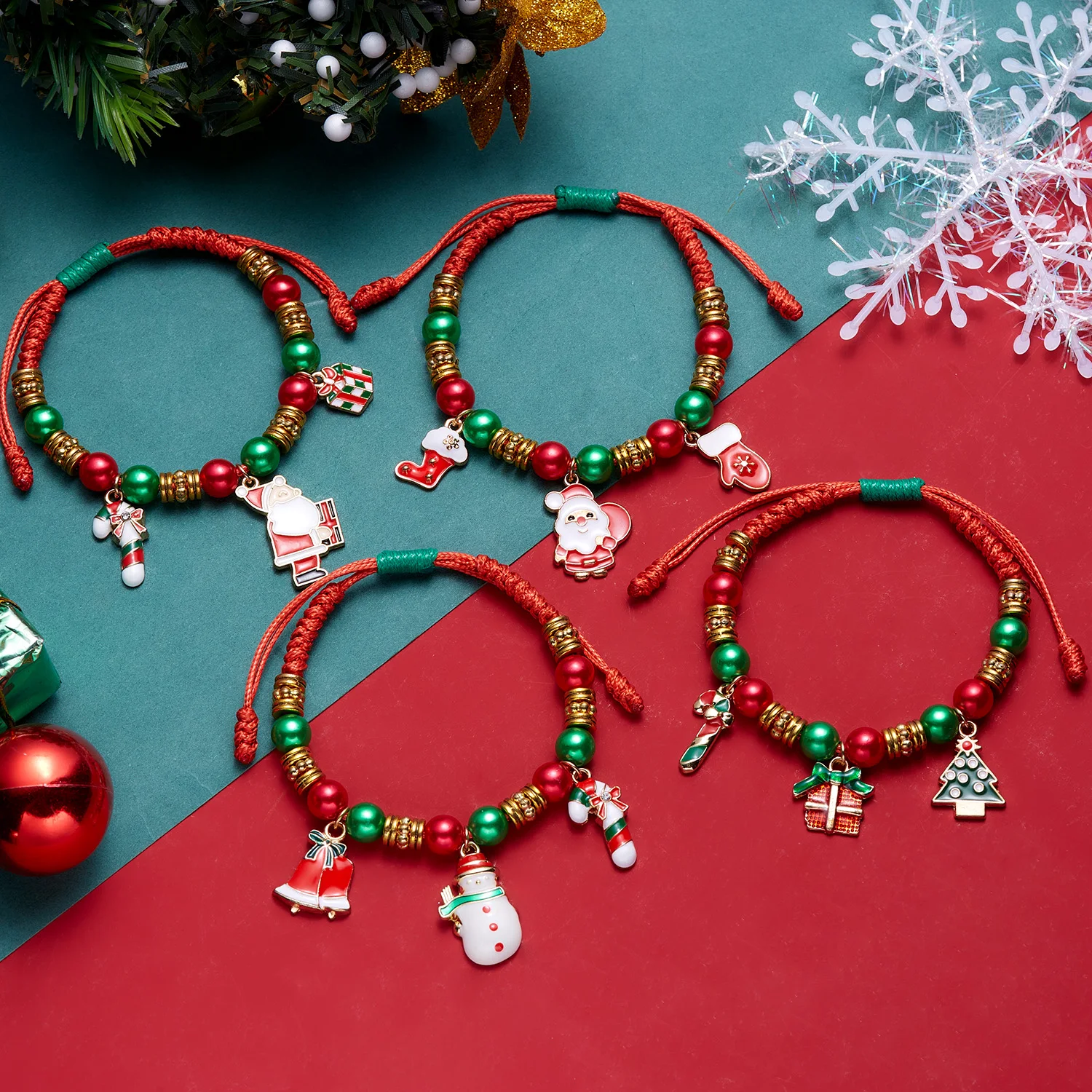 Pulsera-de-cuerda-trenzada-para-mujer-brazalete-con-colgante-de-rbol-de ...