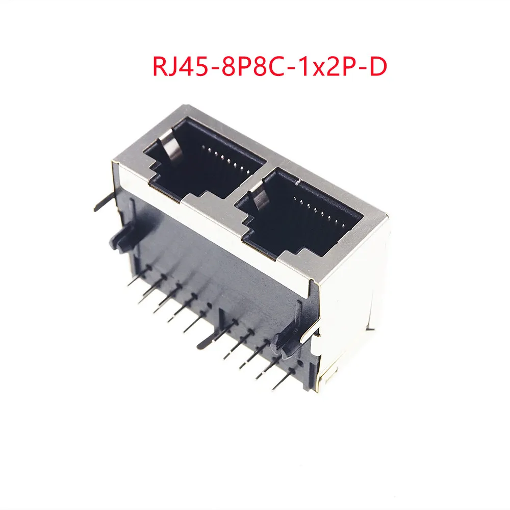 20pcs-RJ45-Dual-Port-Shielded-Modular-PCB-Jack-8P8C-Right-Angle-Through ...