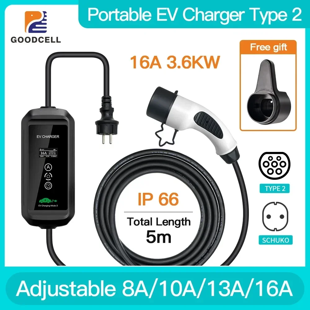 EVSE-Electric-Car-10-16A-Type-2-EV-Charger-Car-Cable-SCHUKO-Plug-IEC ...