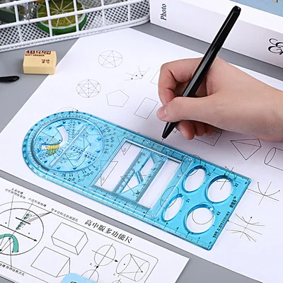 Multi function Drawing Ruler Set Geometric Figure Ruler High School ...