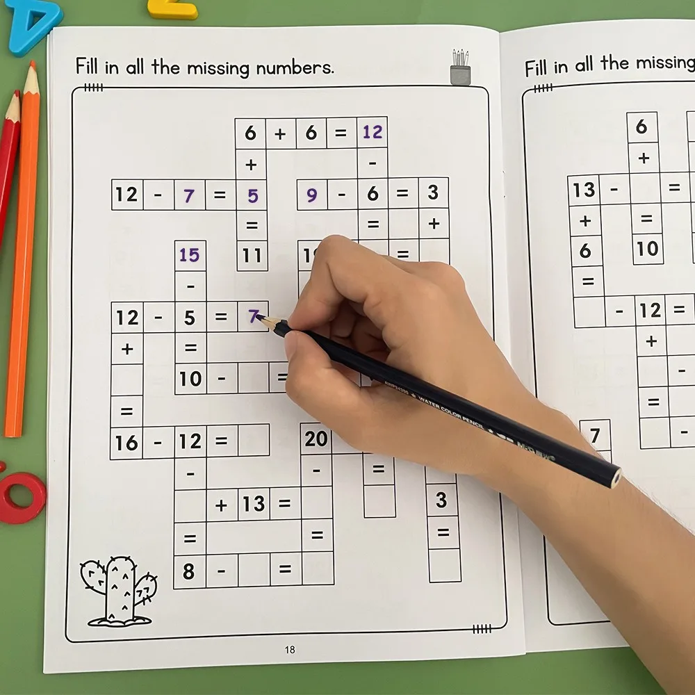 Math Workbook for Kids Ages 5-8 Math:Math Crossword Puzzles Addition ...