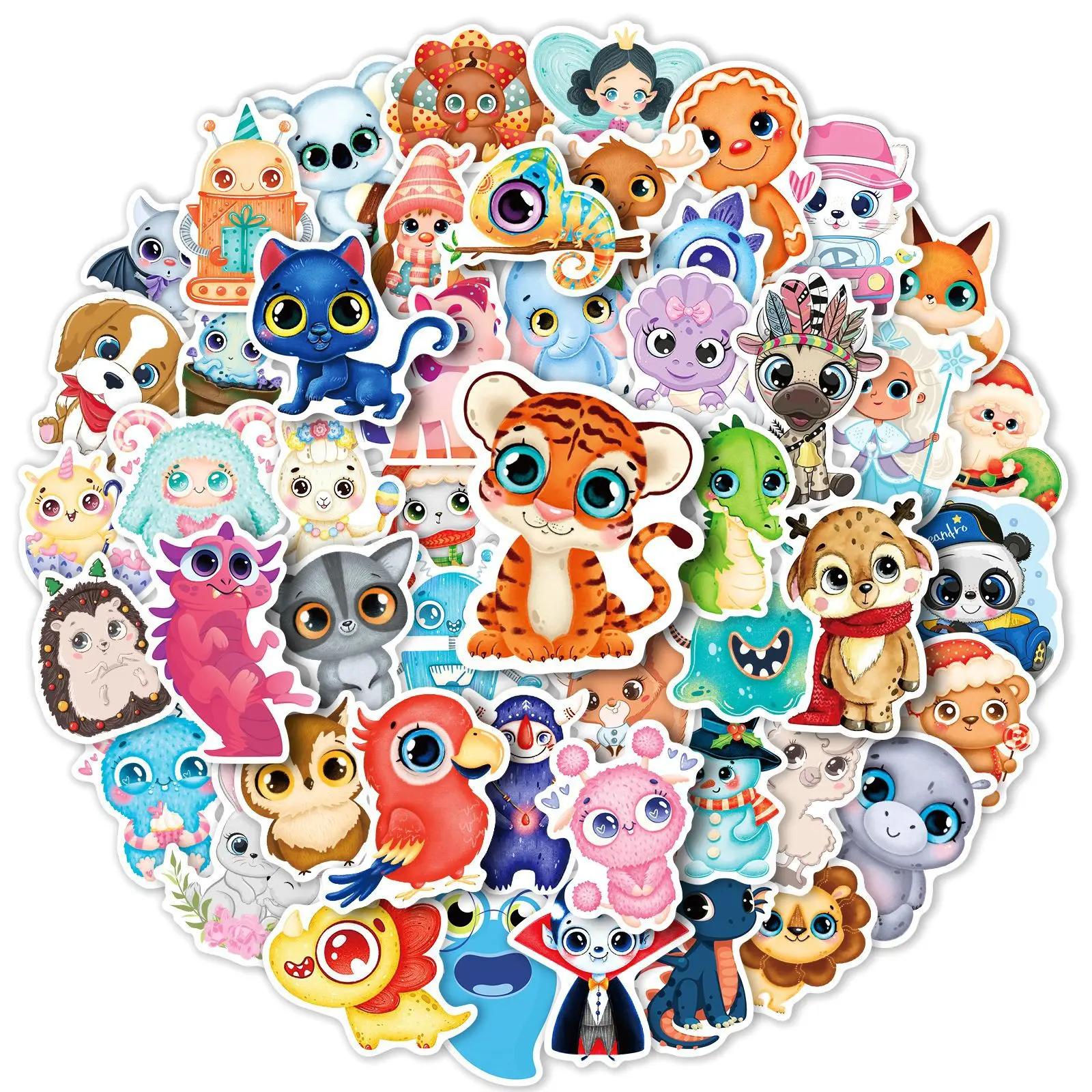 10/30/50PCS Cute Big Eyes Animals Sticker Cartoon Kids Decals Toy for ...