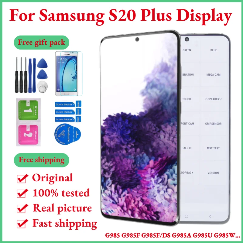 100% Original Amoled S20 Plus Lcd Para Samsung Galaxy S20 Plus Display G985 G985f G986b Touch ...