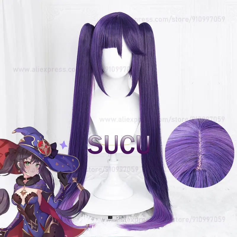 Mona Cosplay Wig Game Genshin Impact wigs 80cm Long Gradient Purple ...