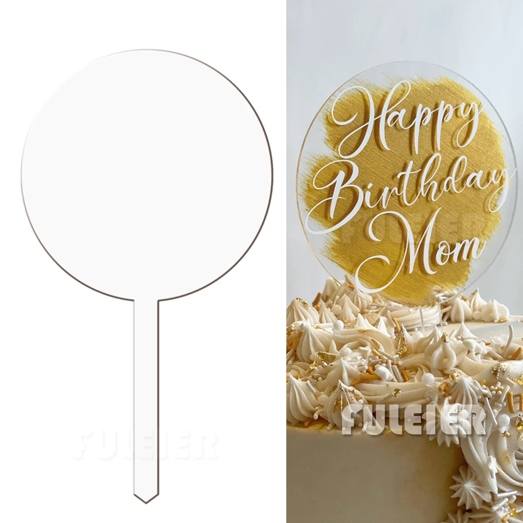 Round Acrylic Cake Toppers Clear | Cake Topper Acrylic Round 10cm ...