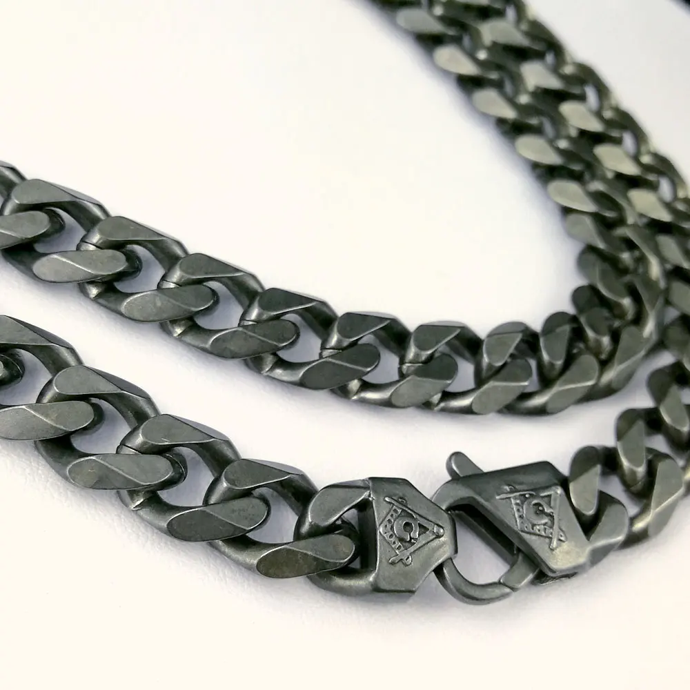 N396 Retro Necklace Freemasonry Masonic Mason Chain Heavy Mens 316L ...