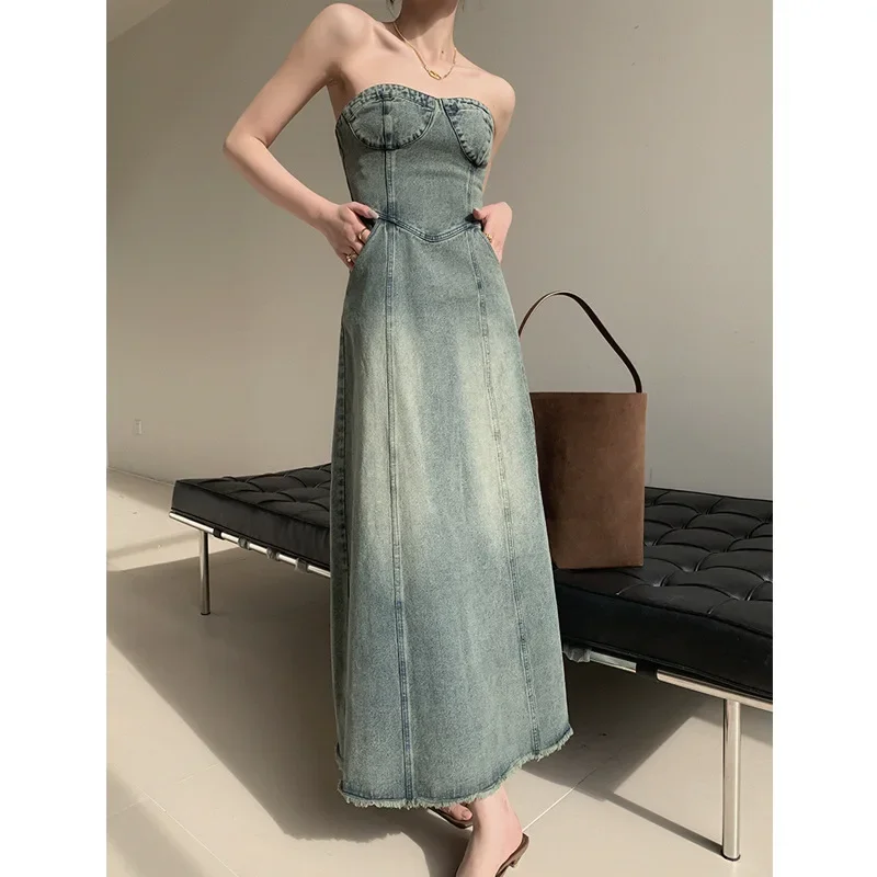 Jin-Qian-Vintage-Strapless-Dress-Women-s-Spring-2023-New-Slimming ...
