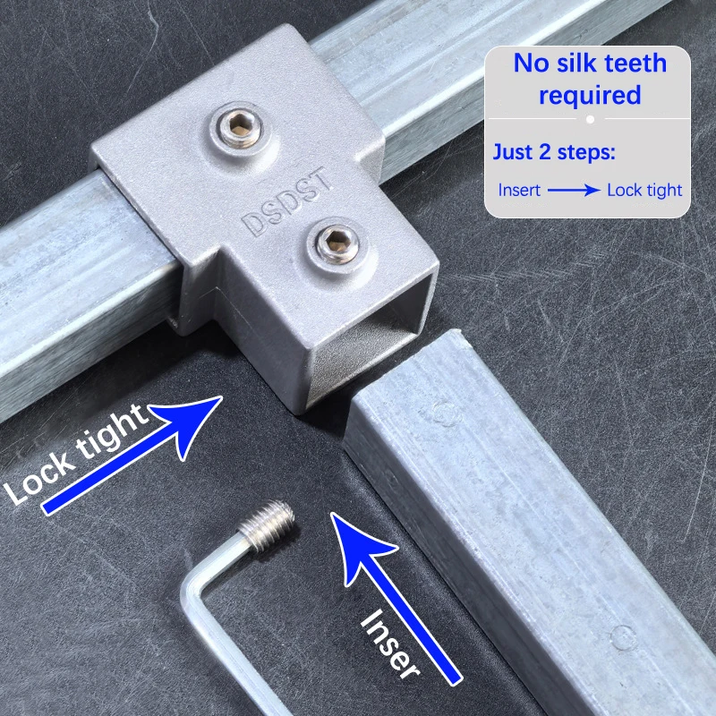 Square Tube Connection Piece Aluminum Alloy Elbow Three-way Square Pipe ...