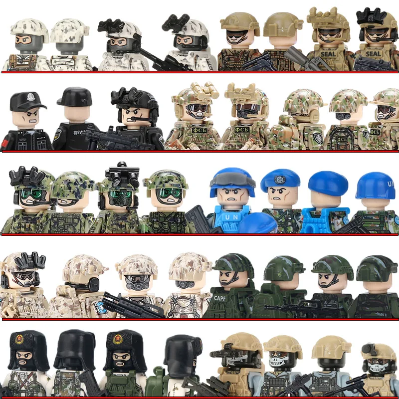 Military Toys Mini Army Figures Building Blocks US Germany Russia Alpha ...