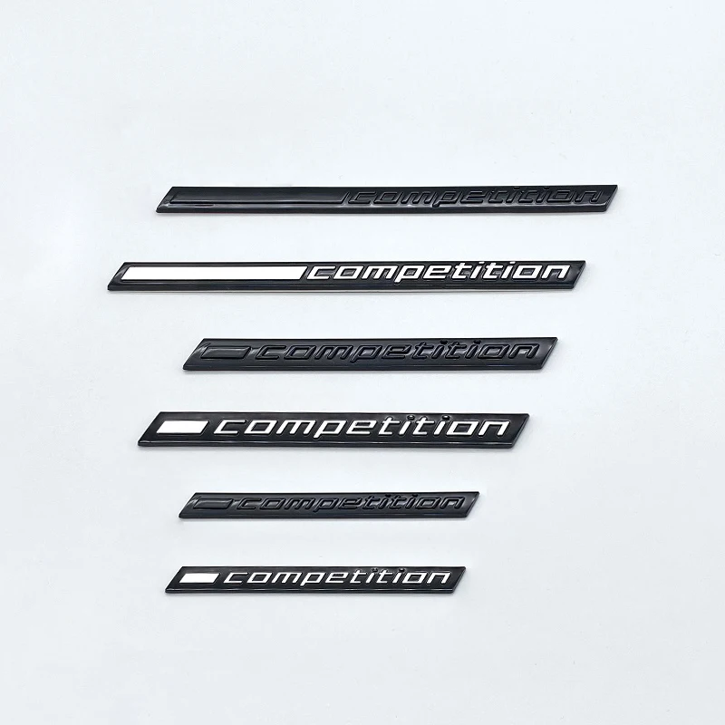 3D Car Emblem Sticker Glossy Black Competition Bar Underlined Emblem ...