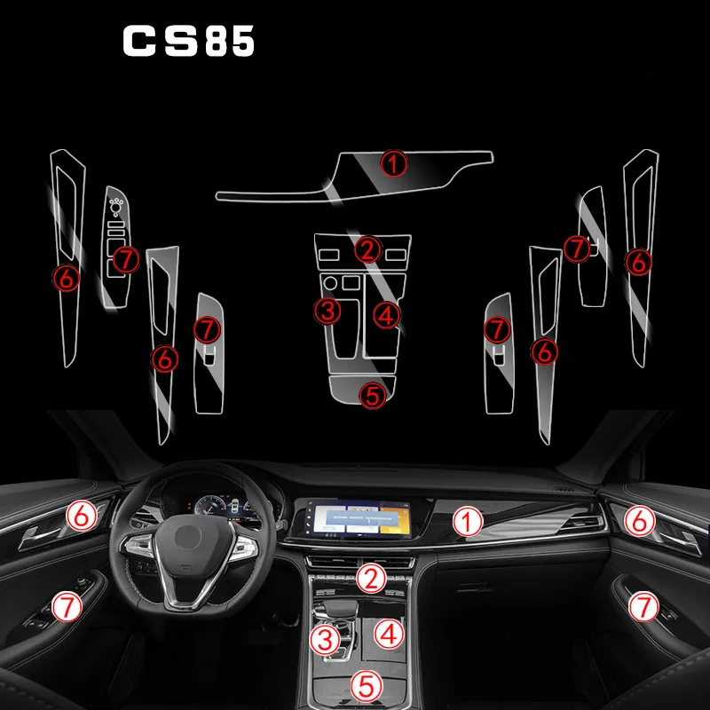 Tpu Transparent Film for Changan CS85 COUPE Car Interior Protection Stickers Center Control Gear ...