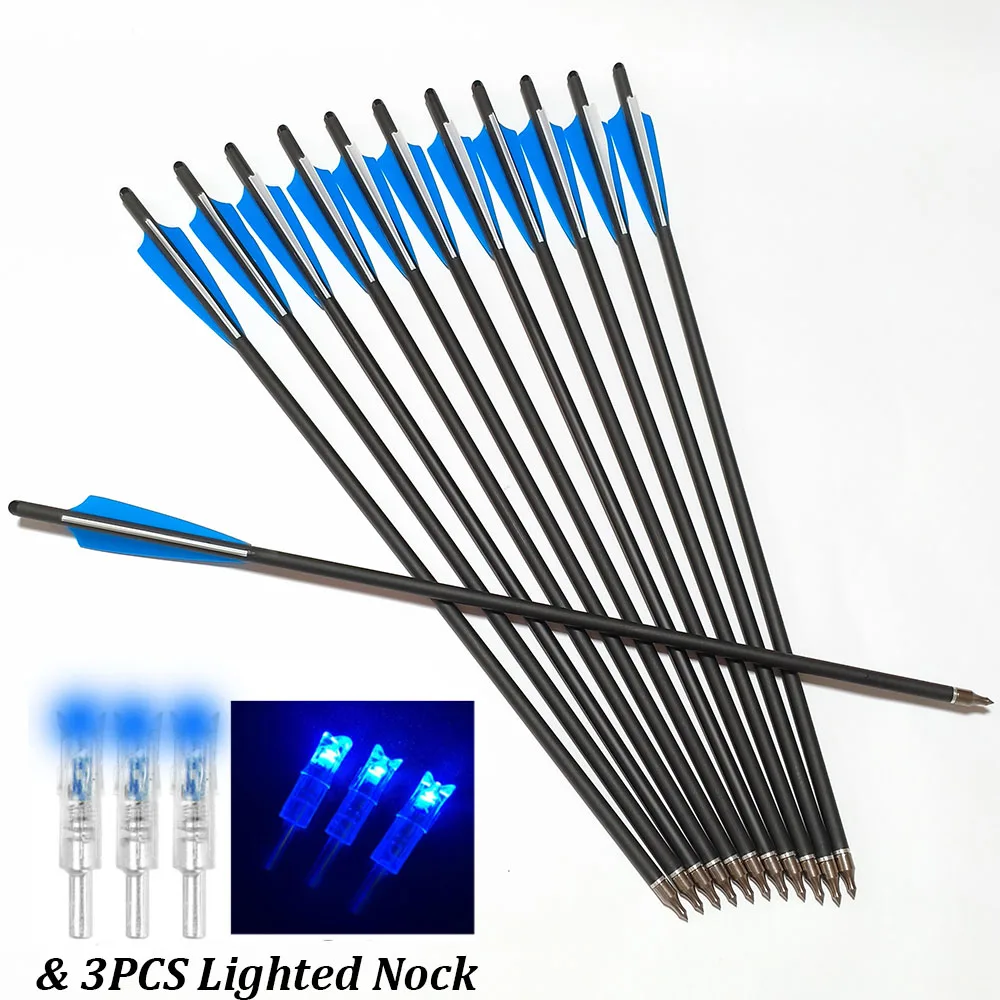 20 Inch Crossbow Bolts & 3pcs Led Lighted Nocks Archery Hunting Carbon ...