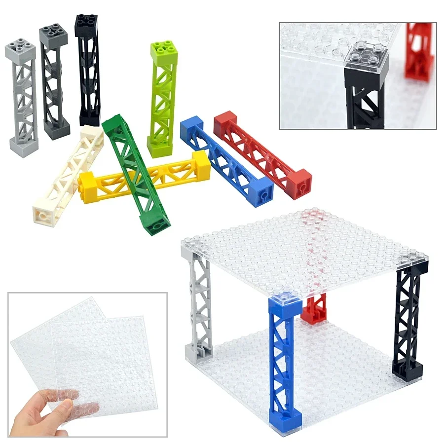 Compatible-95347-Pillars-Bricks-Lattice-Tower-2X2X10-Support-Baseplate-Bridge-Girder-Bracket ...
