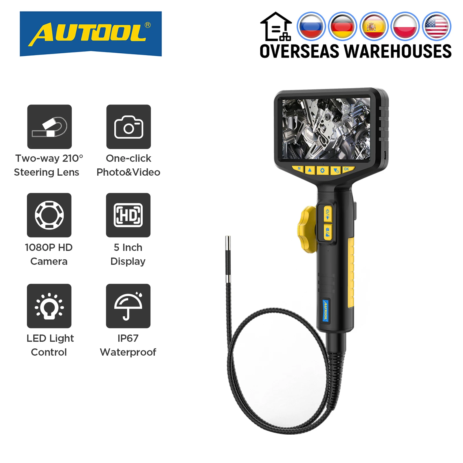AUTOOL-SVB305-Car-Endoscope-1080-HD-200W-Pixel-5-Inchhd-Display-with ...