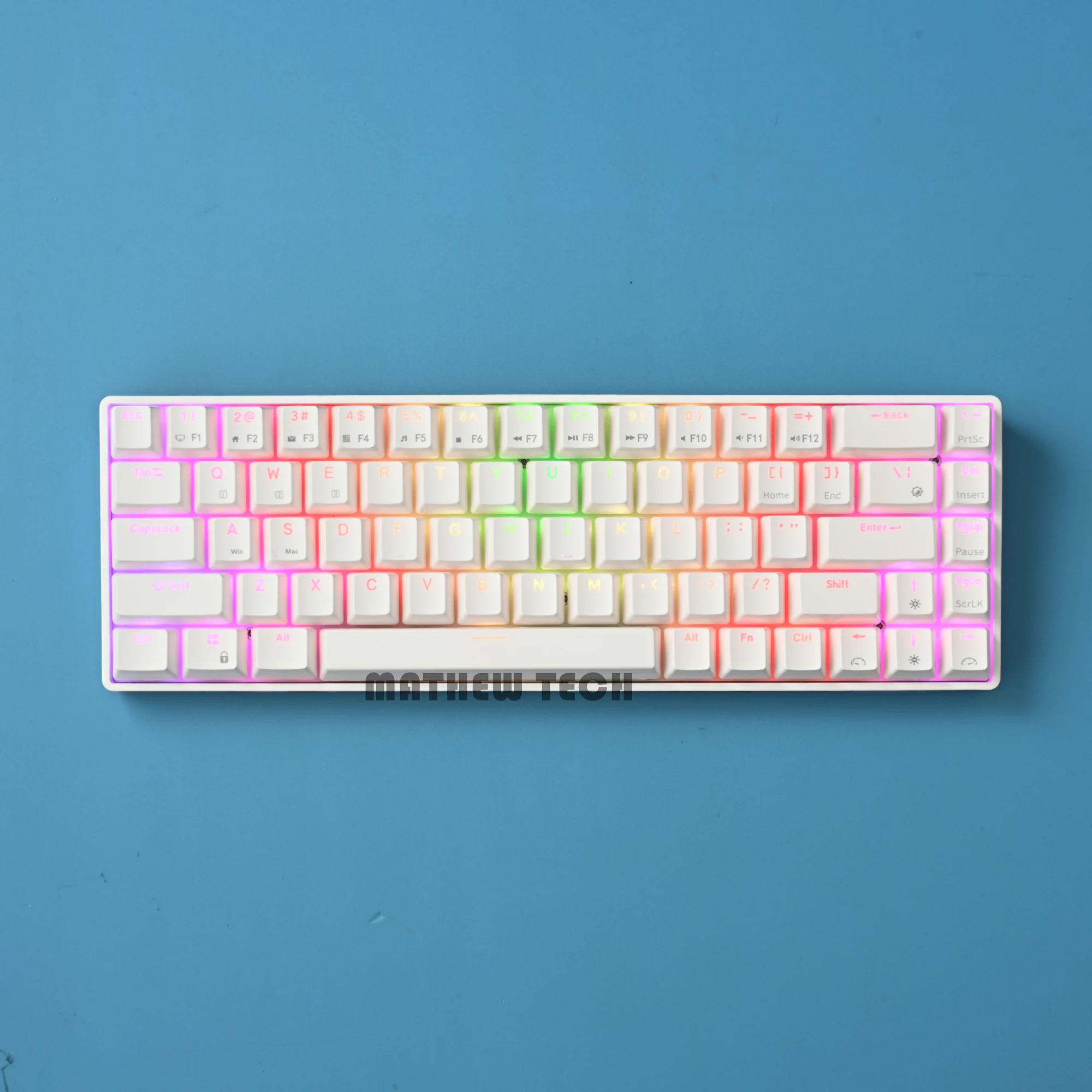 MATHEW TECH MK68 65% Mechanical Keyboard 68 Keys Ultra-Compact RGB ...
