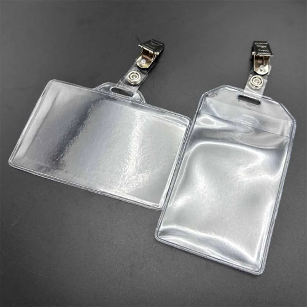 10 Sets Transparent Card Holder Metal Clip Work Card Holder Business ...