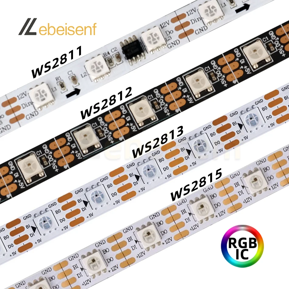 RGB-Smart-LED-Strip-WS2811-WS2812B-WS2813-WS2815-5050-Individually ...