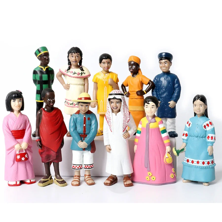 Realistic Plastic Multicultural Character Set Cute People Model Action ...