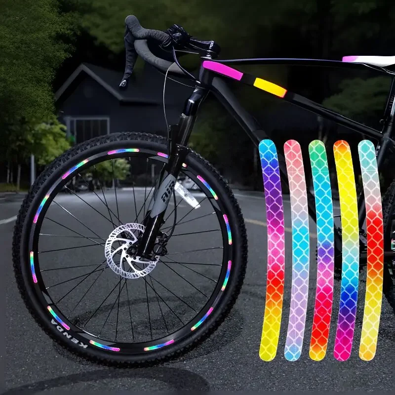 20/40pcs Bicycle Reflective Sticker for Bike Wheels Rainbow Red White ...