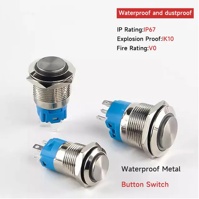 Pulsante DC 10A Per Pannelli Pulsante Impermeabile Illuminato A LED 16 ...