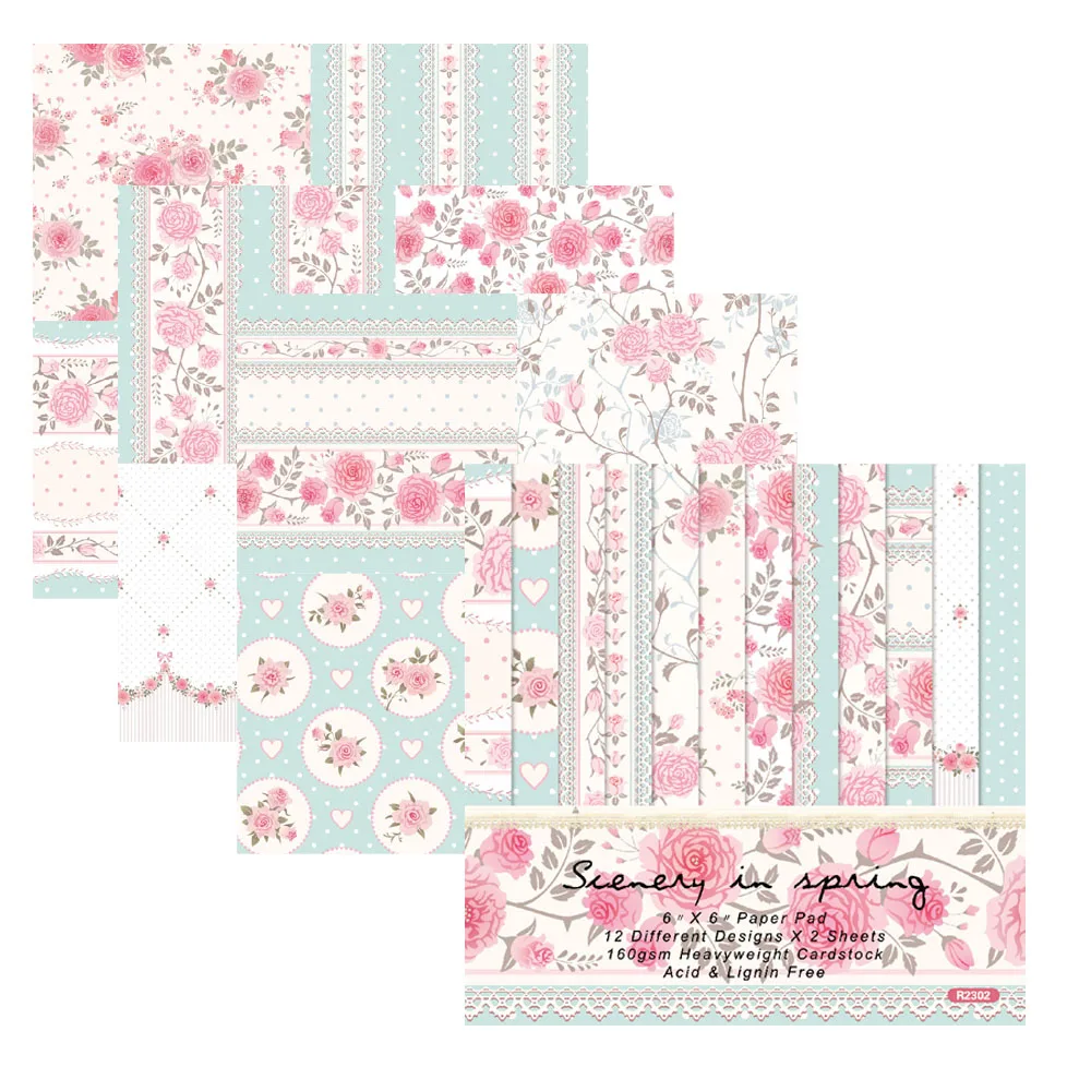 24-sheets-6-X6-Scenery-In-Spring-Patterned-Paper-Pad-Scrapbooking-Paper ...