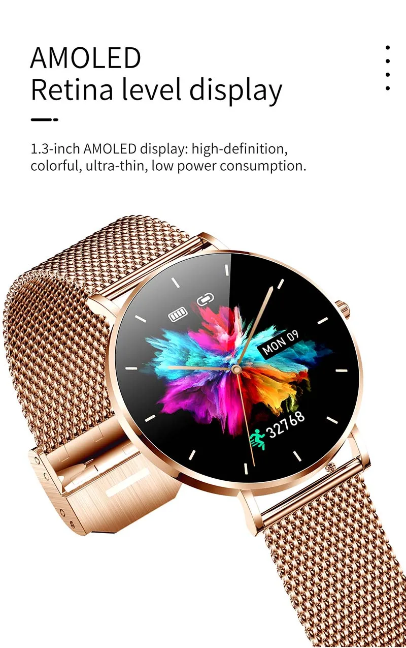 Smartwatch 스마트 워치 여성 AMOLED Smartwatch 럭셔리 스마트 시계 안드로이드 IOS 피트니스 추적기 ...
