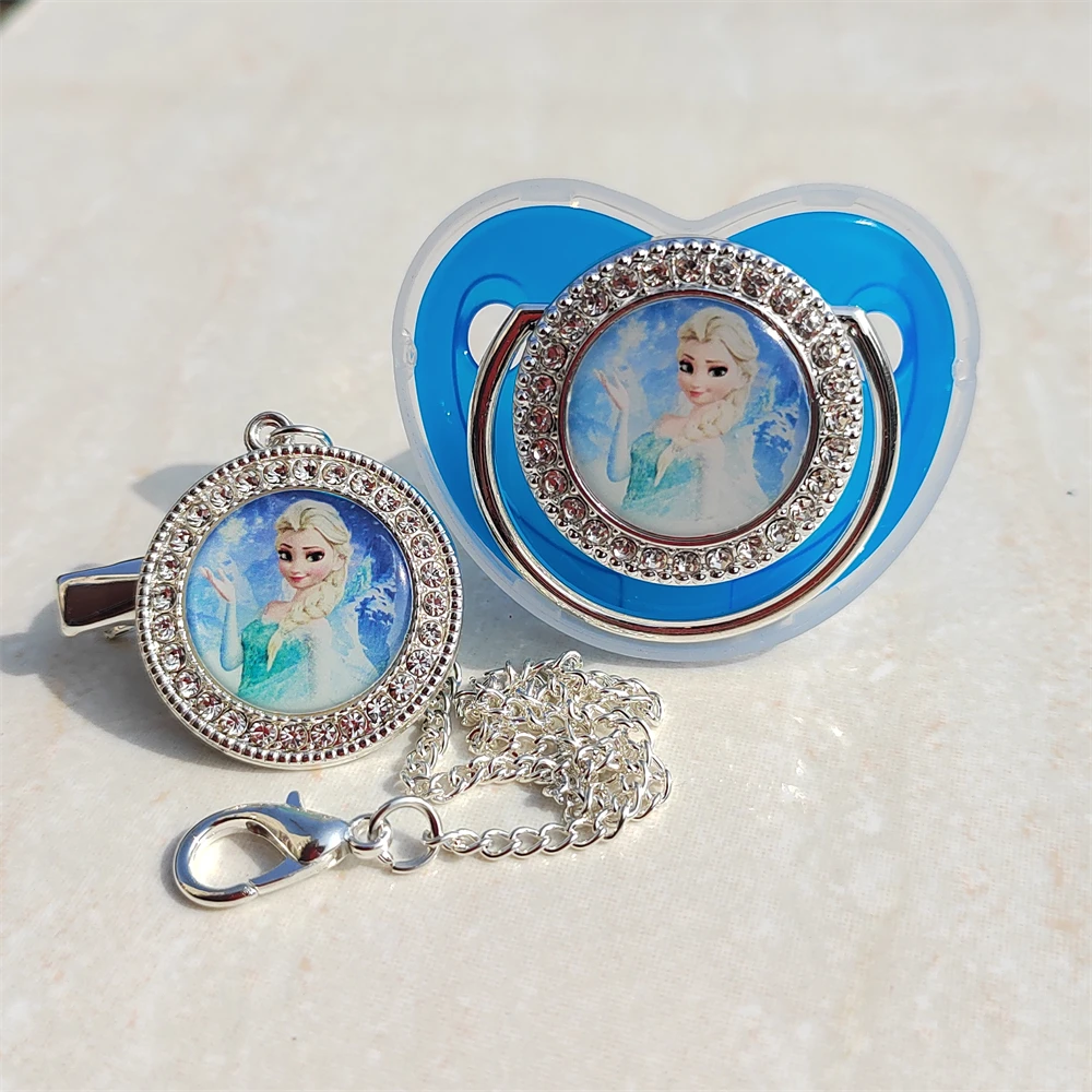 Disney Movie Frozen 2 Elsa Snow Queen Image Blue Sky Pacifier with ...