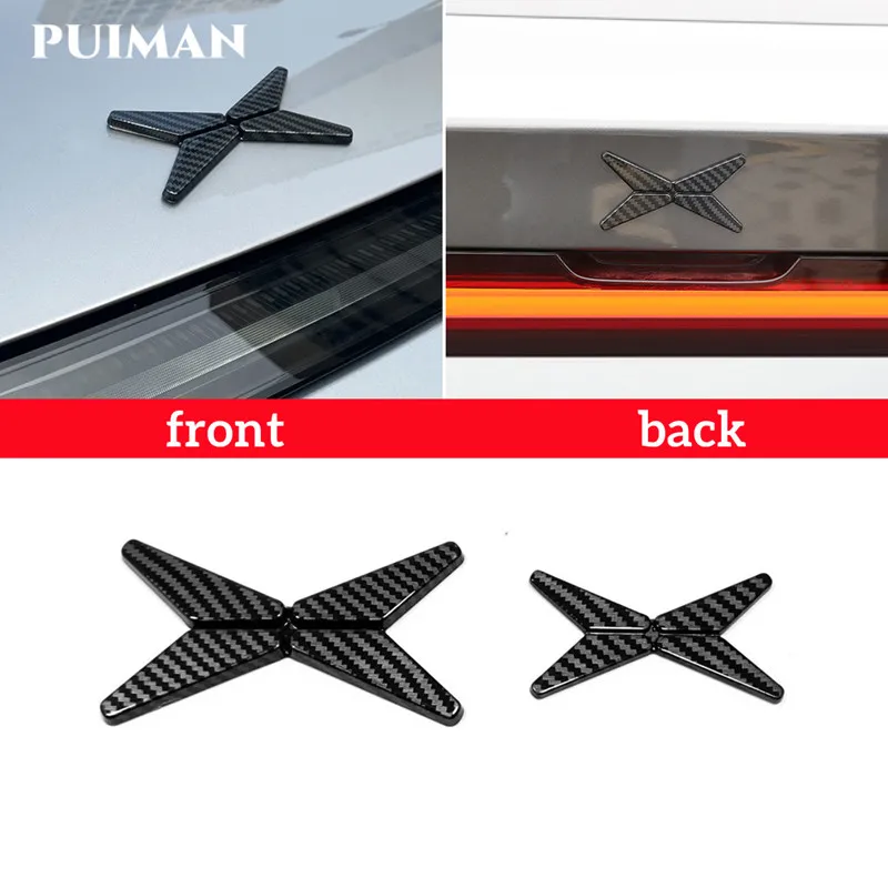 ABS Carbon fiber Look Trim Accessories Car Logo Sticker Cover Front ...
