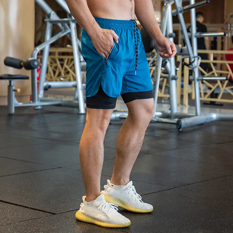 2 em 1 shorts de corrida jogging gym fitness training secagem rápida ...