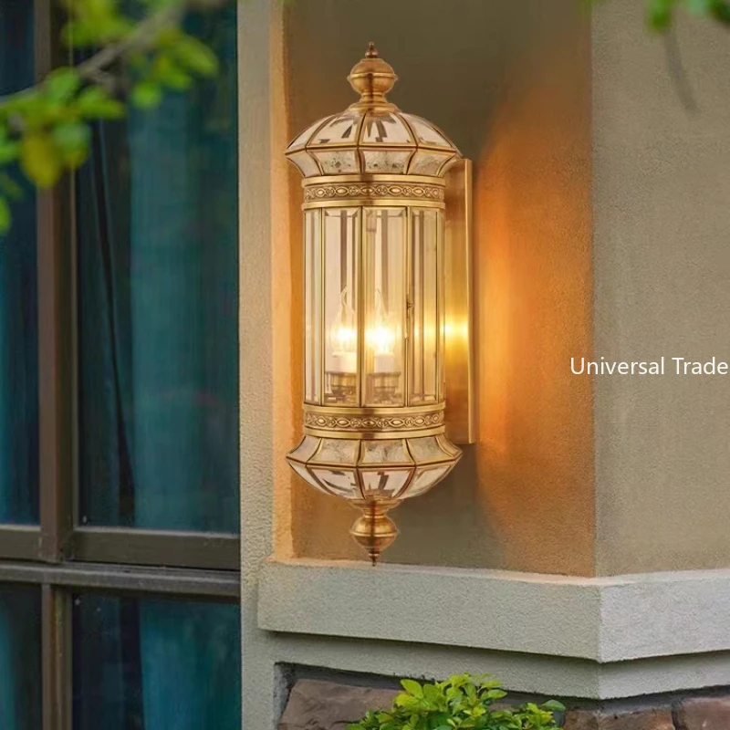 European-Style-All-Copper-Door-Wall-Lamp-Outdoor-Waterproof-American ...
