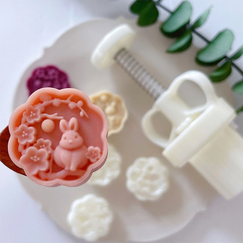 Mooncake Mold Hand Press Mooncake Cutters Rabbit Shaped Pastry ...