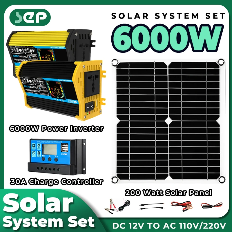 Solar-System-5V-Solar-Panel-Kit-With-Battery-And-Inverter-6000w-12v-To ...